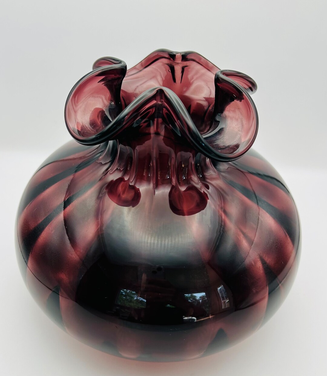 Vintage Amethyst Glass Vase by Beacon Glass, Handblown Glass Vase ...