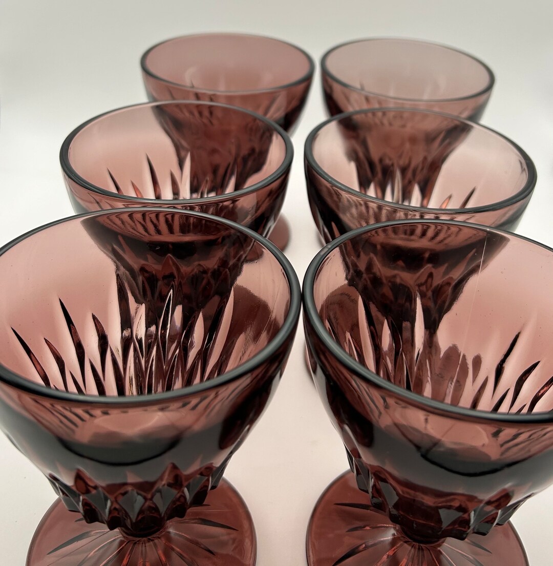 Set of 6 Hazel Atlas Moroccan Amethyst Wine Glasses, 4" Mid Century ...