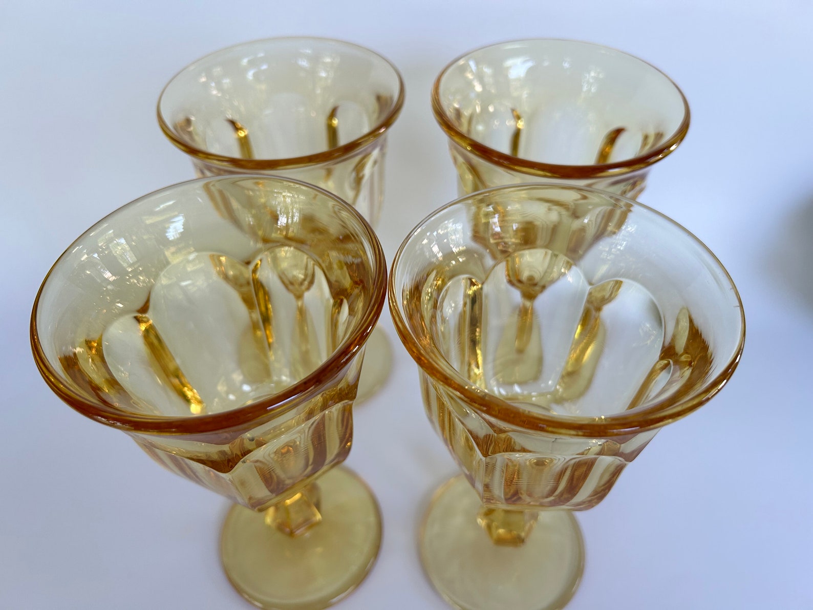 Old Williamsburg Yellow Imerperial Glass Goblets Set of Four - Etsy