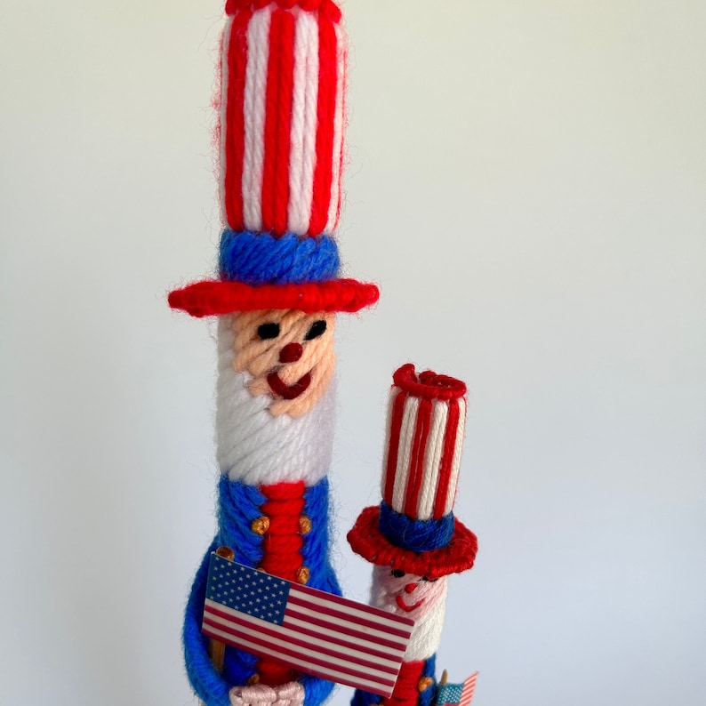 Vintage Uncle Sams Yarn Figures, Patriotic Decor, 4th of July Uncle Sam ...