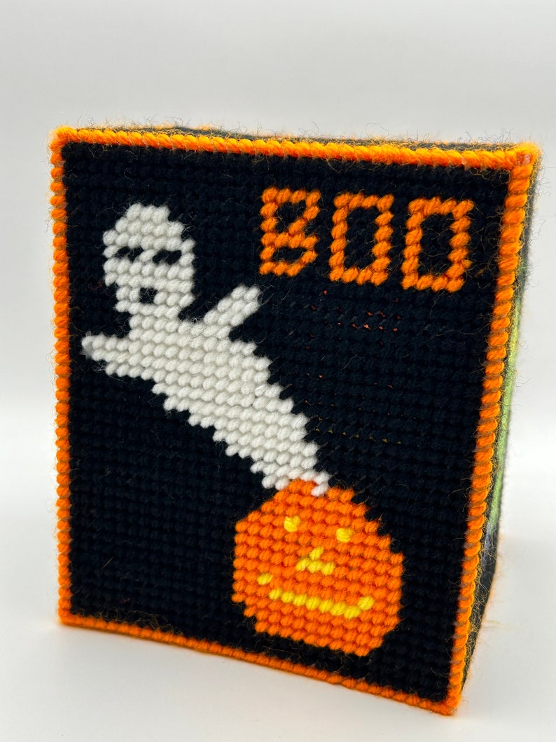 Vintage Hand Made Tissue Box Cover With Halloween Ghost, Jack-o-lantern ...