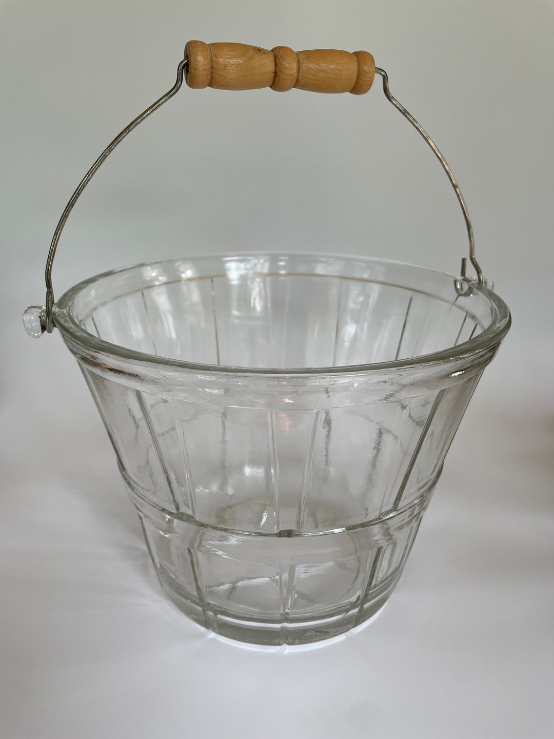 Vintage Anchor Hocking Ice Bucket With Wood Handle - Etsy