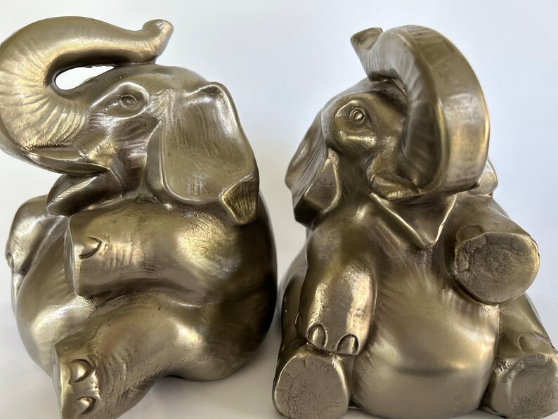 Vintage Set of Pewter Elephant Bookends - Etsy