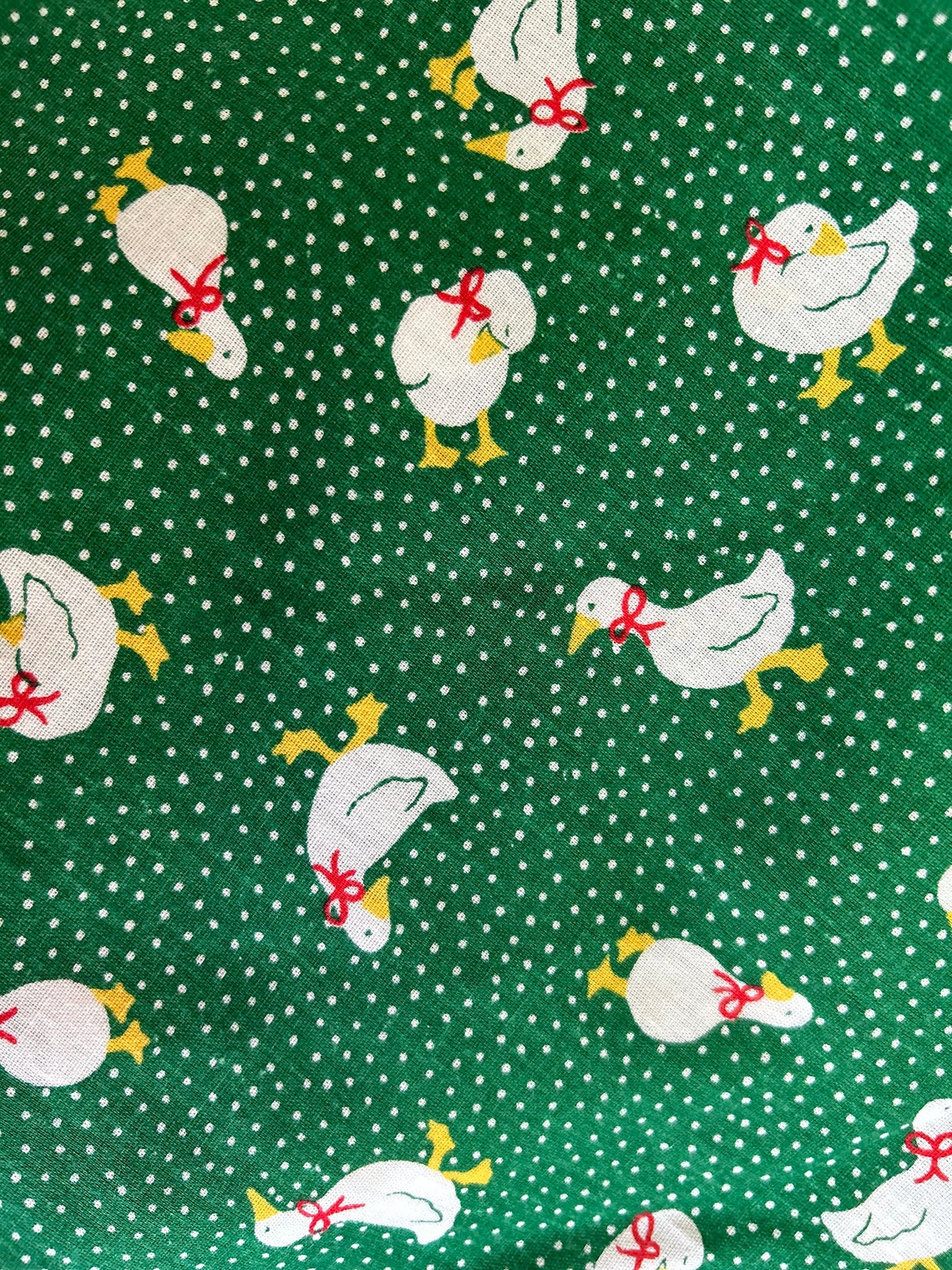 Vintage Christmas Geese With Red Bows Round Tablecloth, 1980s Geese ...
