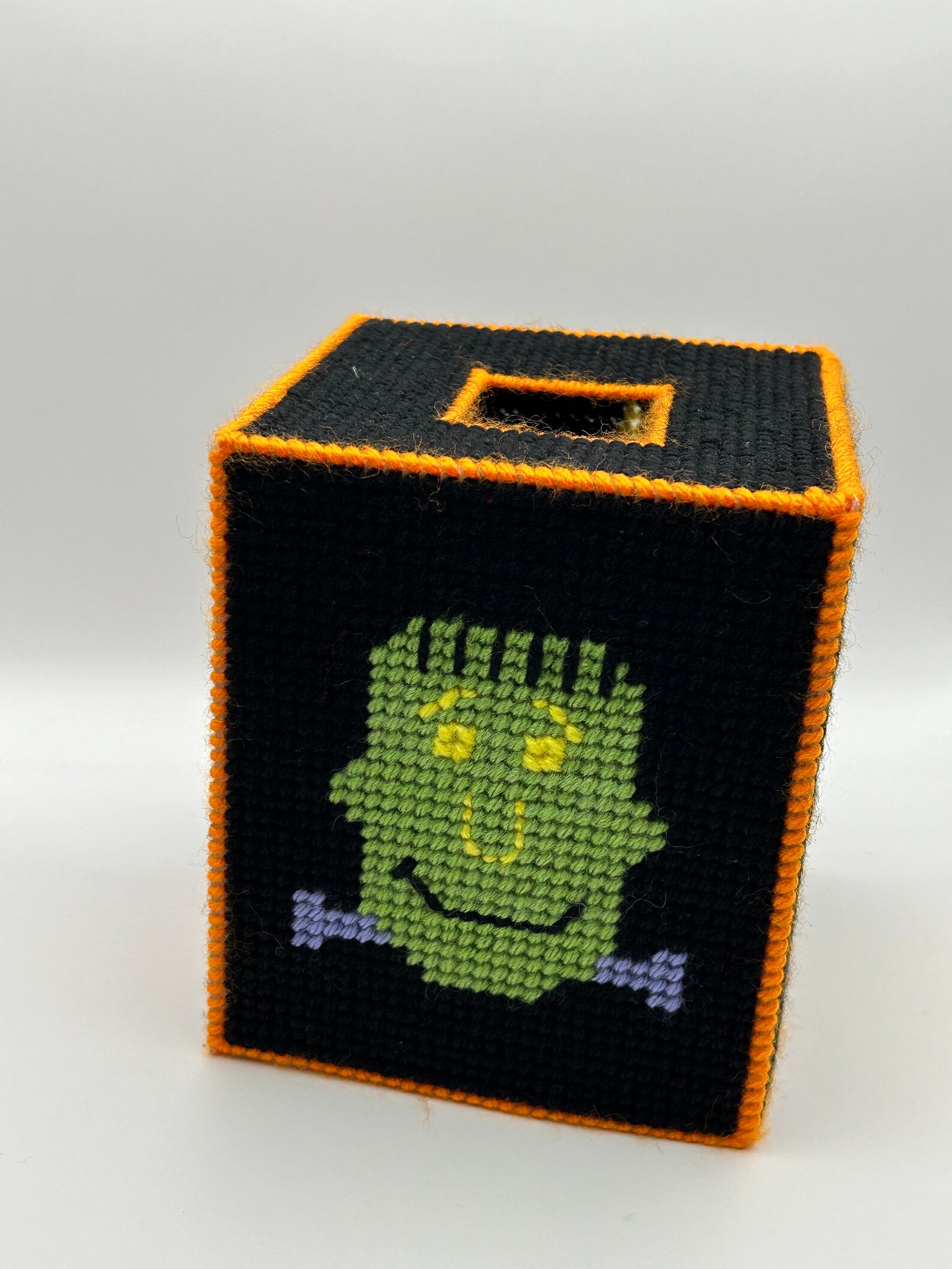 Vintage Hand Made Tissue Box Cover With Halloween Ghost, Jack-o-lantern ...