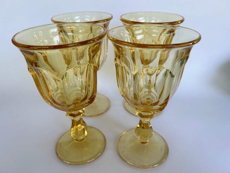 Old Williamsburg Yellow Imerperial Glass Goblets Set of Four - Etsy