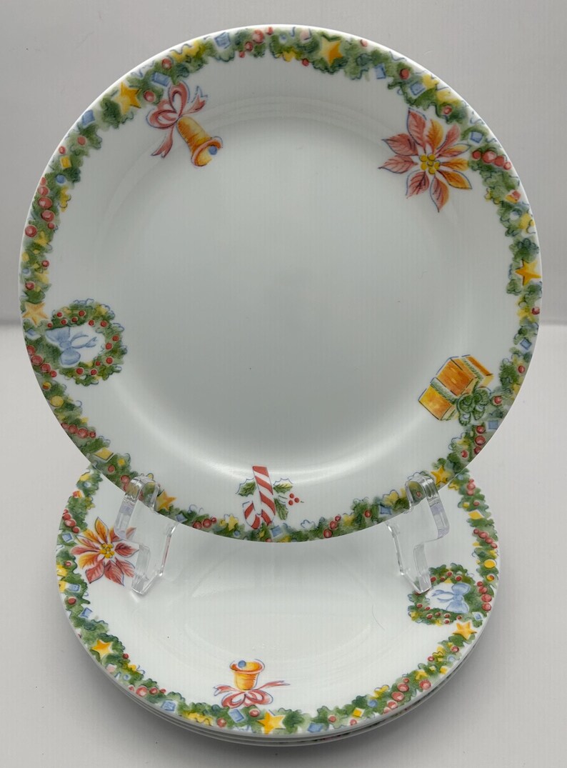 Vintage Corelle "christmas Joy" Set of 4 Salad or Luncheon Plates - Etsy