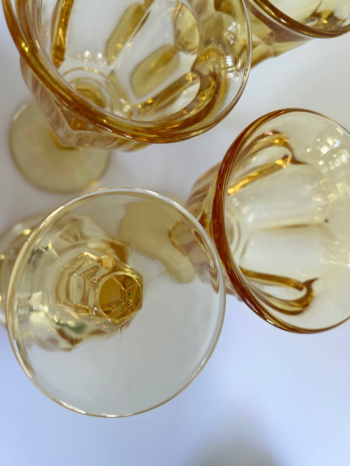 Old Williamsburg Yellow Imerperial Glass Goblets Set of Four - Etsy