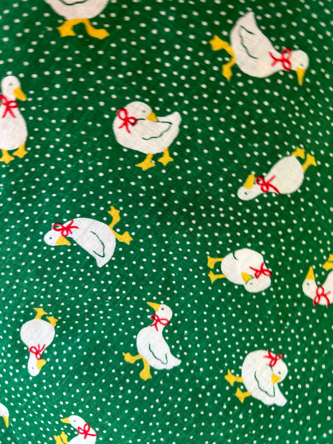 Vintage Christmas Geese With Red Bows Round Tablecloth, 1980s Geese ...