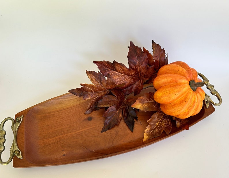Vintage Rosewood Tray With Brass Handles by Kromex - Etsy
