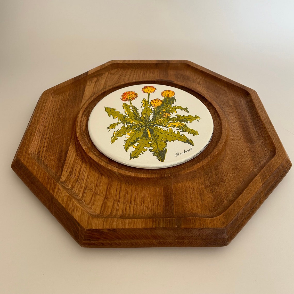 Vintage Cheese Board/ Charcuterie Board by Goodwood With Yellow Floral ...