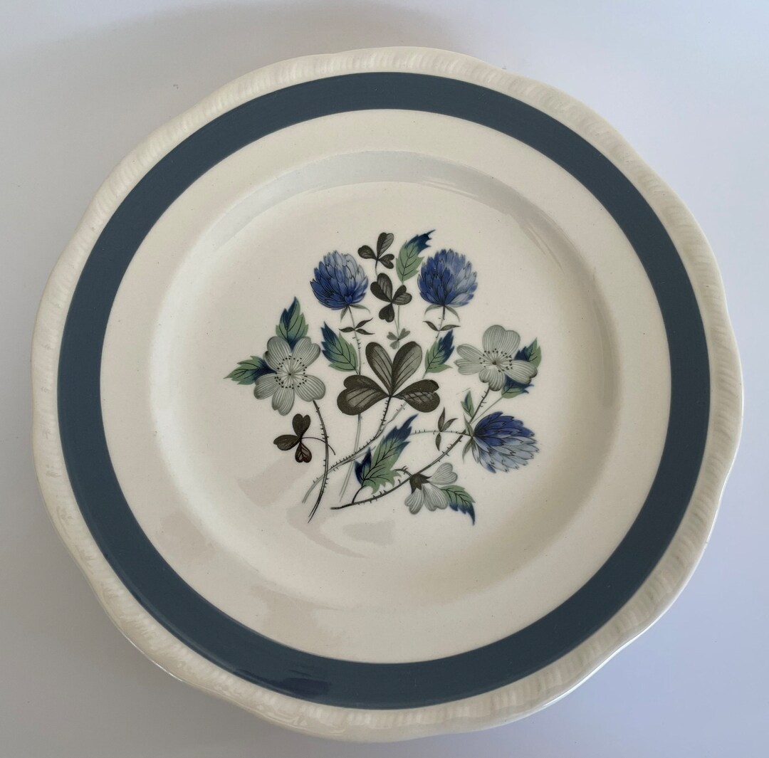 Set of 6 Alfred Meakin China Blue Clover Salad Plates Made in England ...