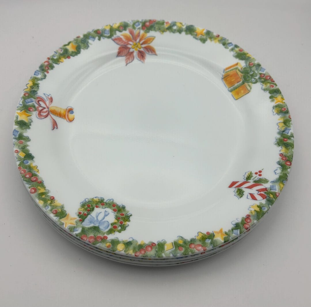 Vintage Corelle "christmas Joy" Set of 4 Salad or Luncheon Plates - Etsy