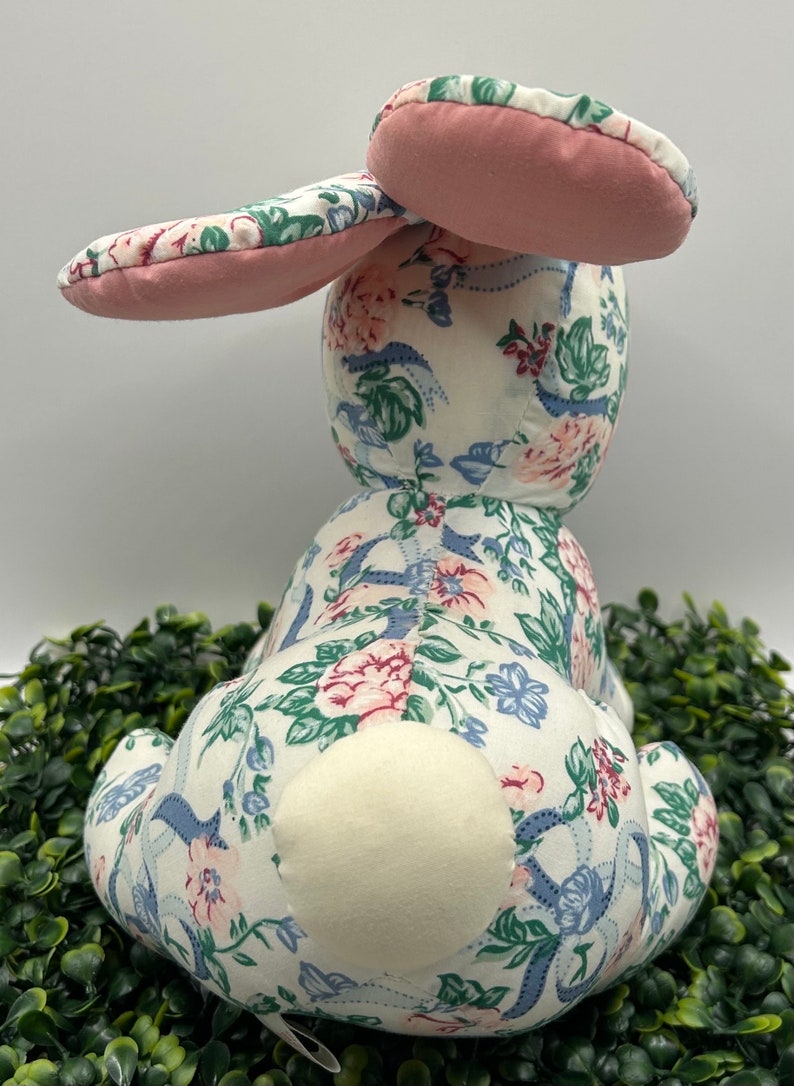 Vintage Bunny Rabbit Plush Fabric Floral Body Pastels 10" Sitting ...