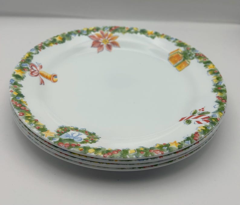 Vintage Corelle "christmas Joy" Set of 4 Salad or Luncheon Plates - Etsy