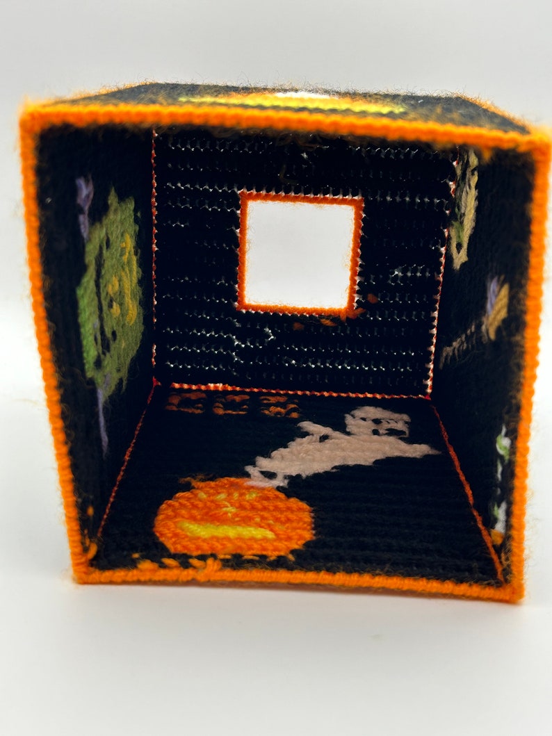 Vintage Hand Made Tissue Box Cover With Halloween Ghost, Jack-o-lantern ...