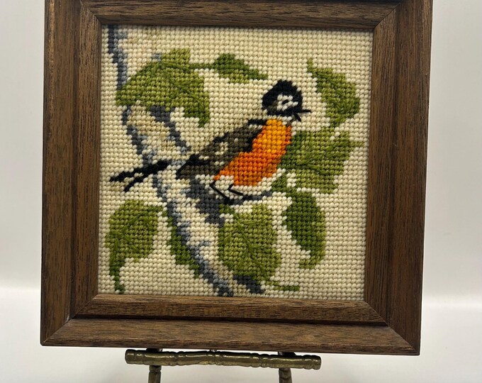 Vintage Needlepoint Bird on a Branch, Signed 1979 - Etsy