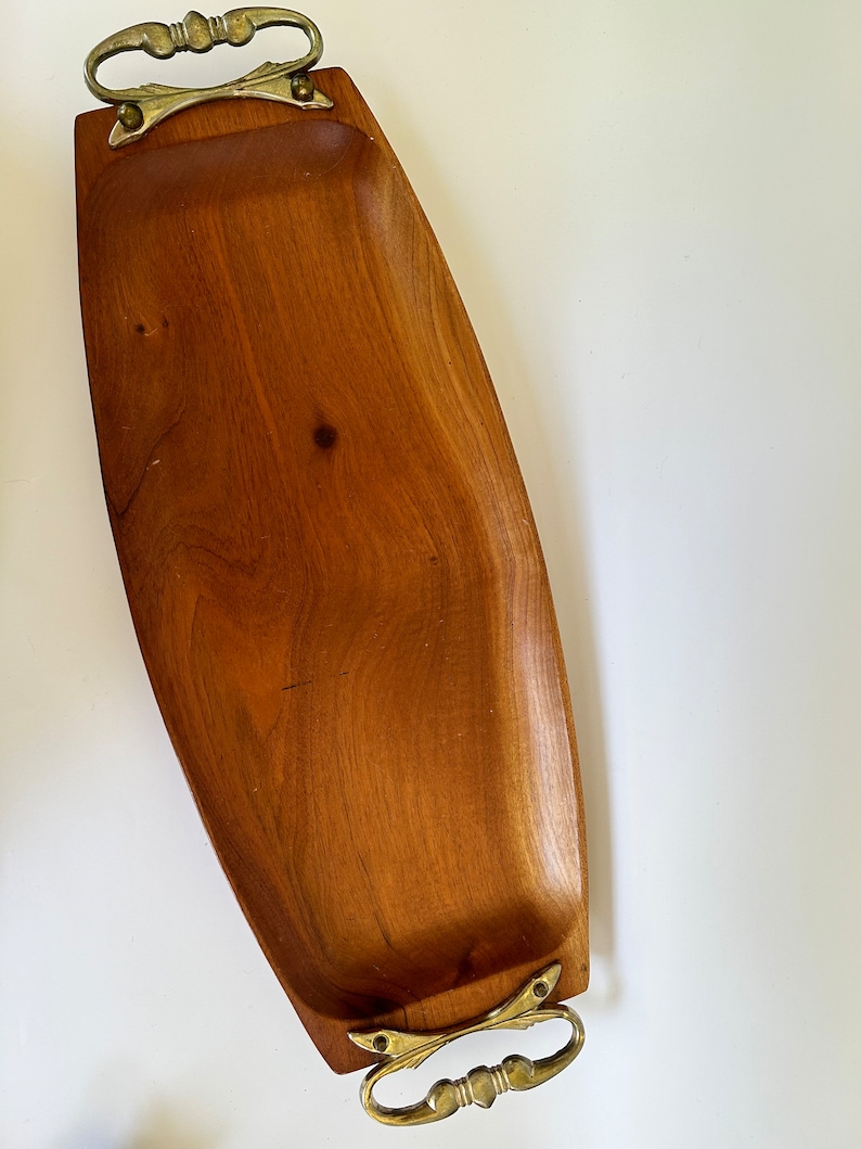 Vintage Rosewood Tray With Brass Handles by Kromex - Etsy