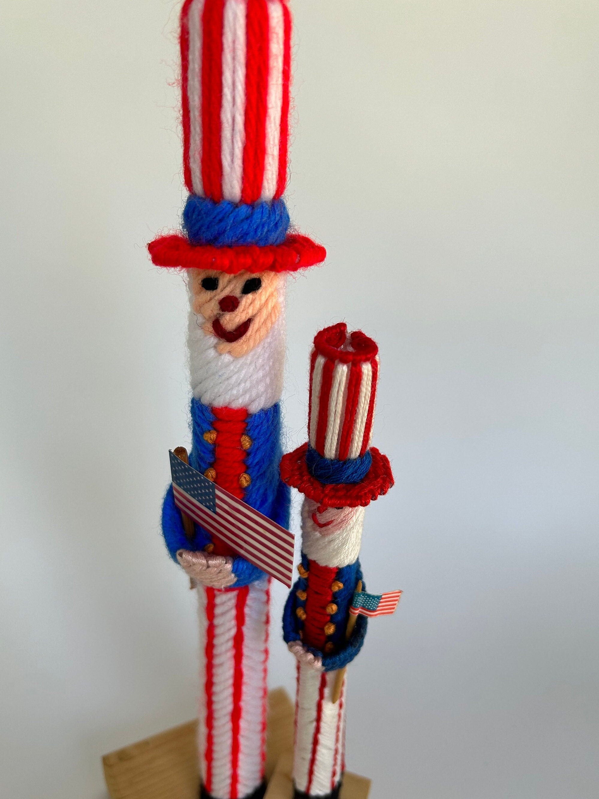 Vintage Uncle Sam(s) Yarn Figures, Patriotic Decor, 4th of July Uncle ...