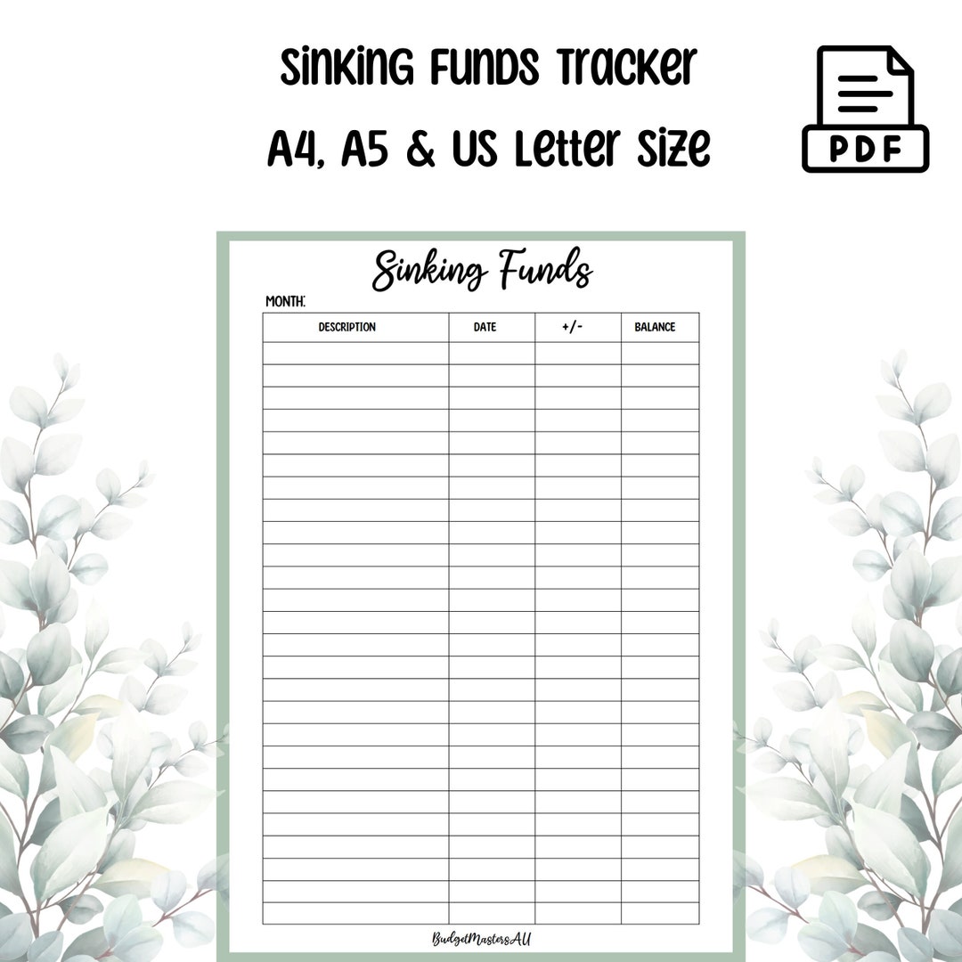 Sinking Funds Tracker | PDF Printable | Minimalist | A4 & US Letter - Etsy