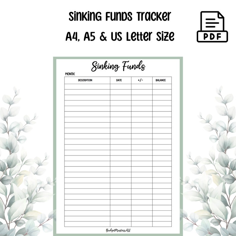 Sinking Funds Tracker | PDF Printable | Minimalist | A4 & US Letter - Etsy
