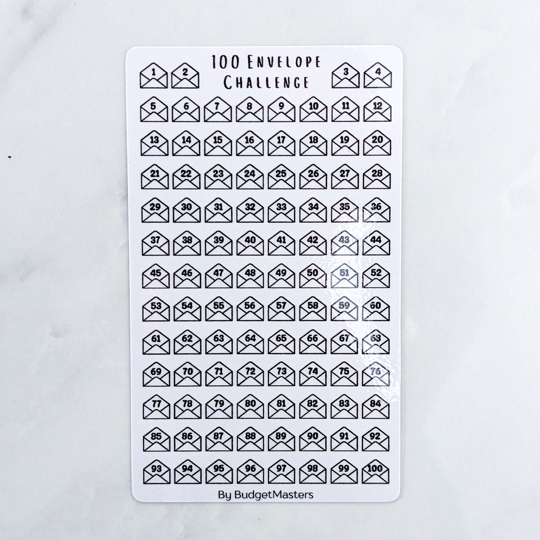 100 Envelope Challenge Tracker, Cash Stuffing Money Savings Physical ...