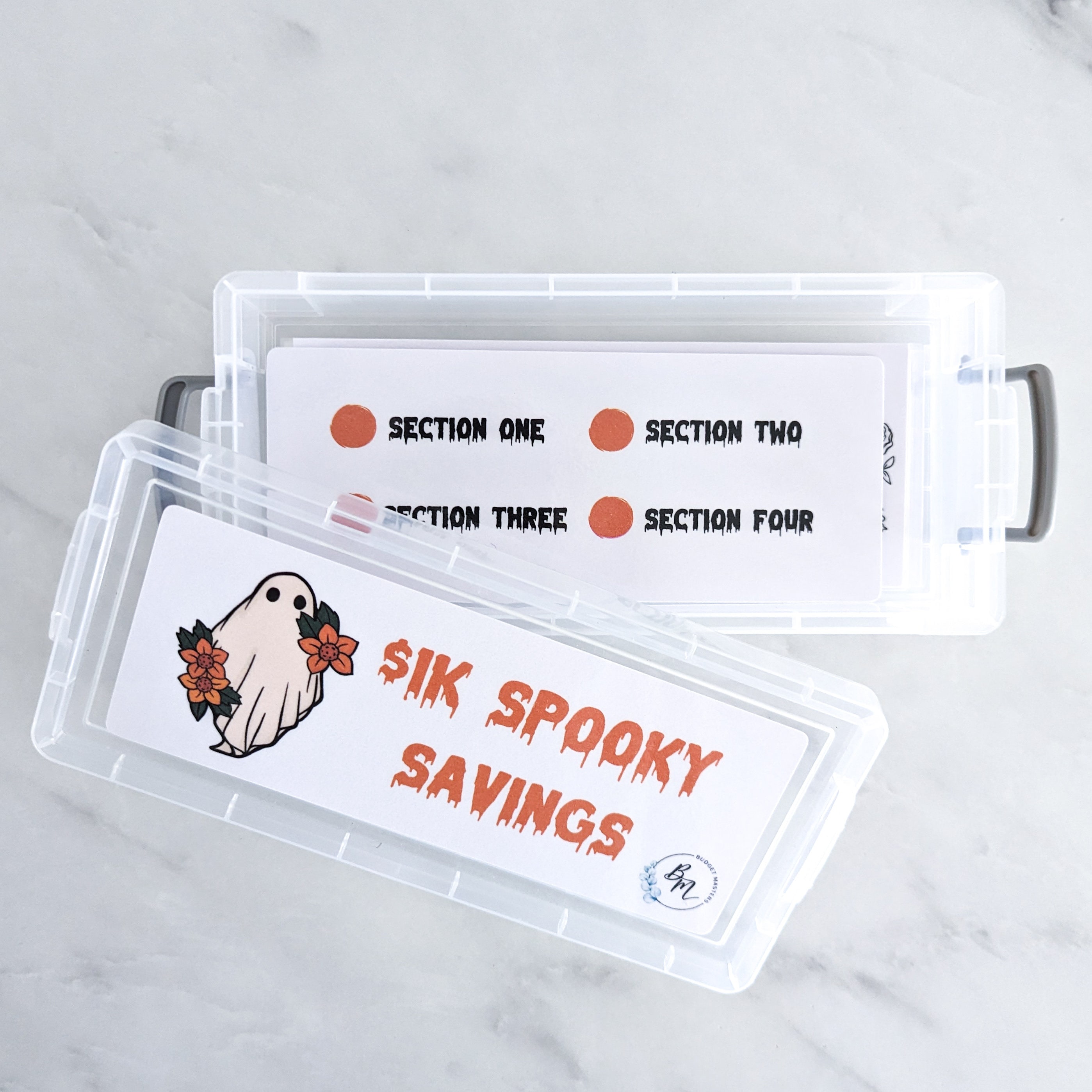 1k Spooky Savings Challenge Box Clear Back Envelopes Section Trackers ...