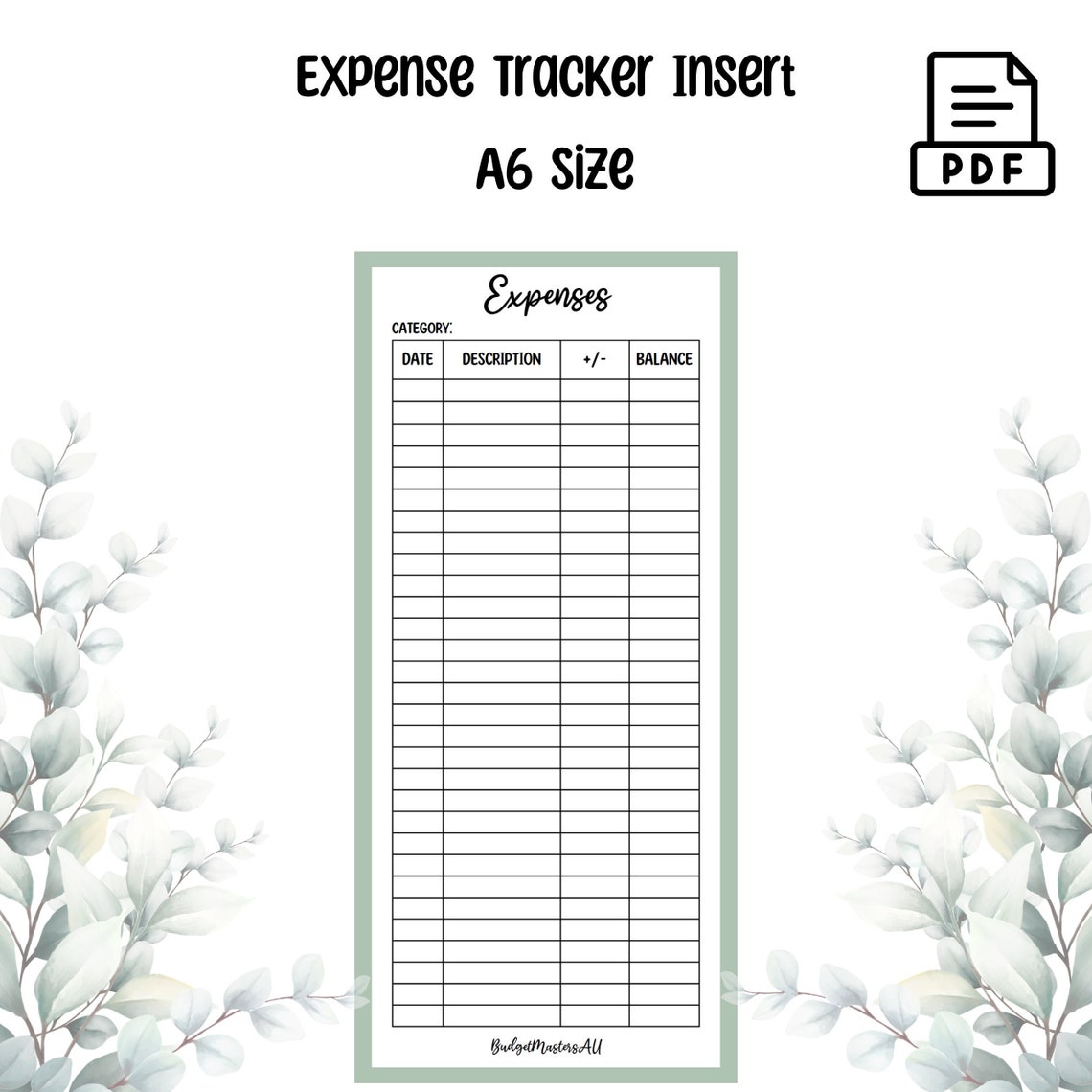 Cash Envelope Expense Tracker | A6 | Printable Digital File - Etsy