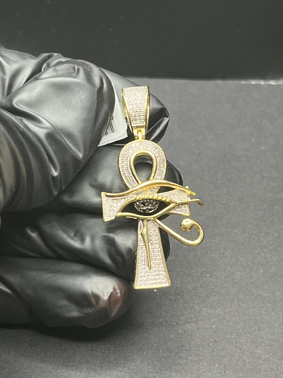Natural Diamond Ankh Cross Pendant 10K Gold Evil Eye - Etsy