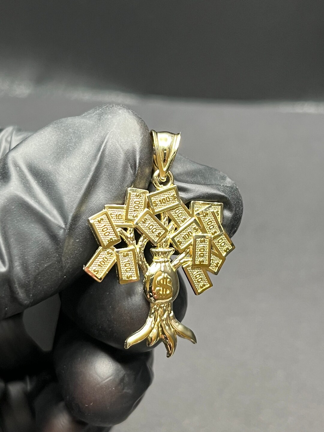 MONEY TREE Gold Money Pendant 10 Kt Aesthetic Pendant Dollar Sign ...