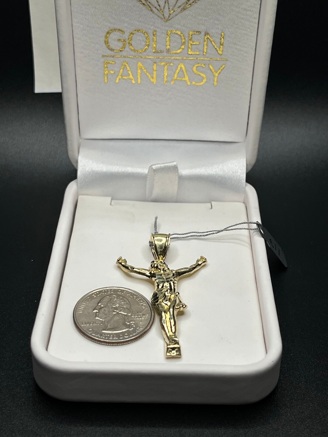 Authentic 10K Solid Gold Diamond Cut Textured, Full Body Jesus Crucifix ...