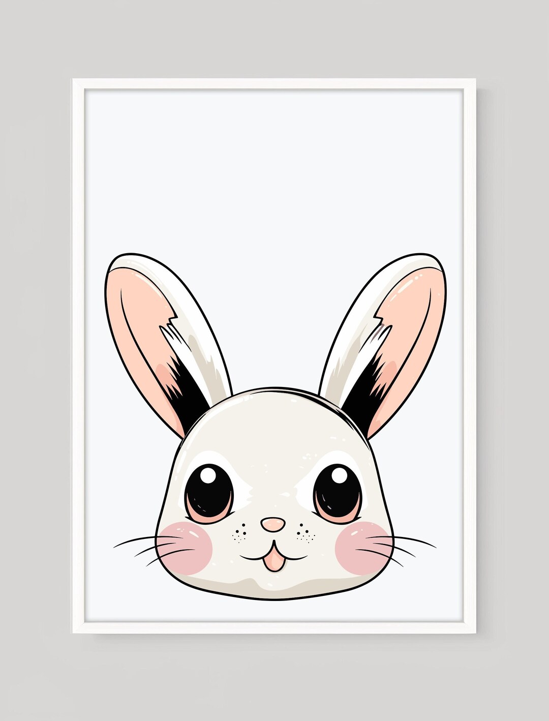 Printable Bunny Face, Bunny Illustration Poster, Cute Kid's Room Wall ...
