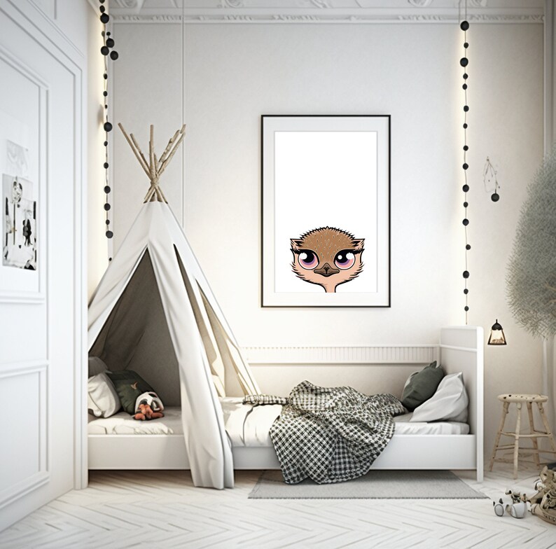 Cute Emu Face Illustration Poster Add a Touch of Fun to Your Little One ...