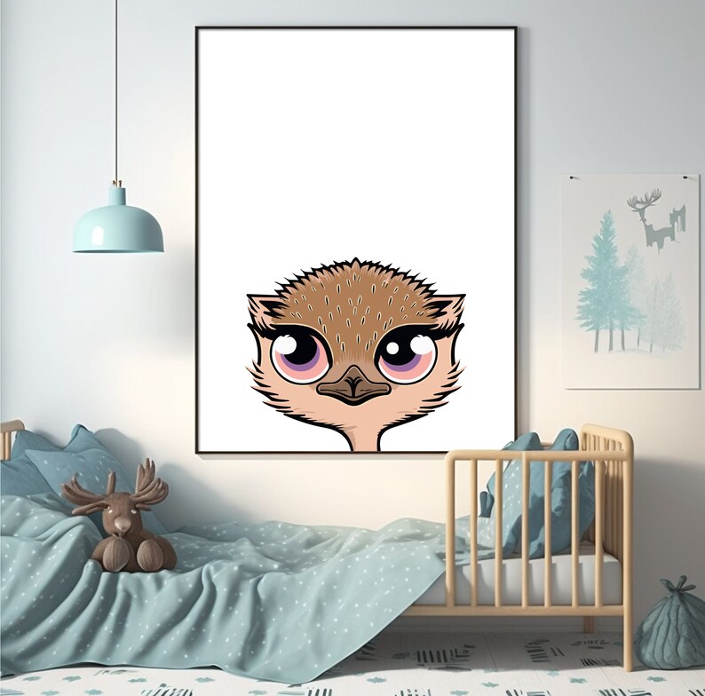 Cute Emu Face Illustration Poster Add a Touch of Fun to Your Little One ...