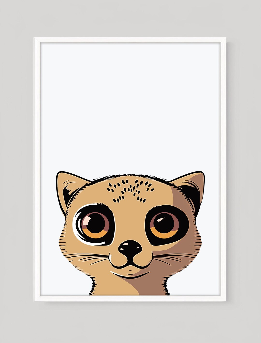 Cute Meerkat Face Illustration Poster, Perfect for a Wild Kid's Room ...