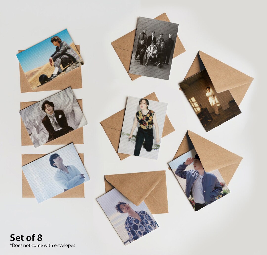 BTS OT7 Postcard Set Lyrics Bangtan Mail Gift ARMY Fan Art Bias Kpop ...