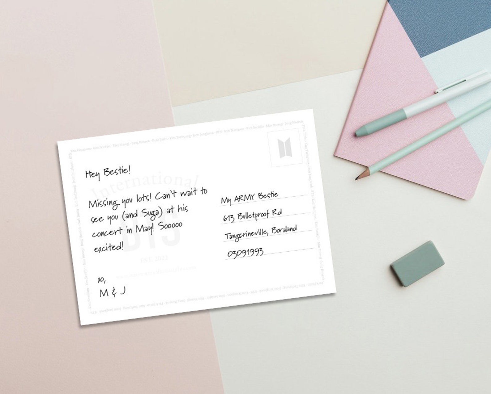 BTS Jung Kook Postcard JK X CK Seven Lyrics Bangtan Mail Gift for Army ...
