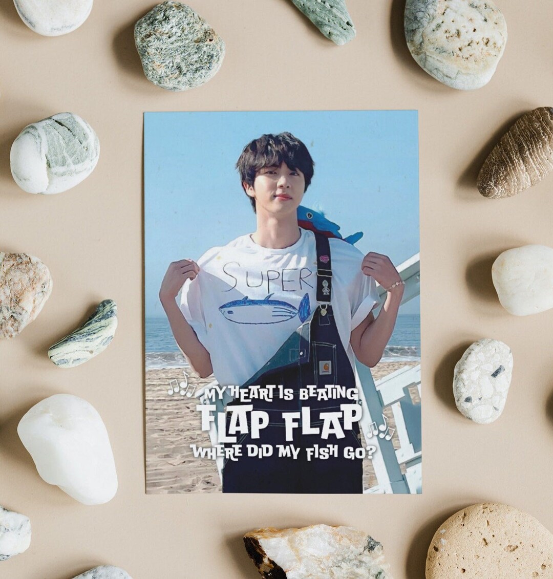 BTS Jin Super Tuna Postcard Kim Seokjin Lyrics Fishing Beach Bangtan ...