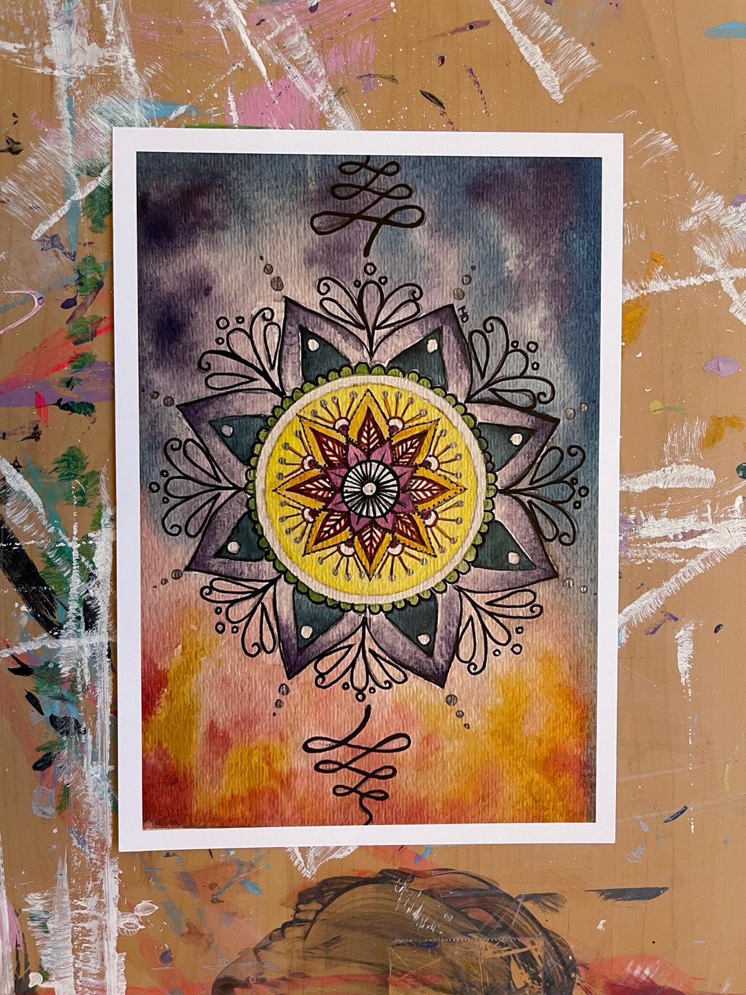 Mandala Watercolor Original Artwork Print 130lb Cardstock Gift Zen ...