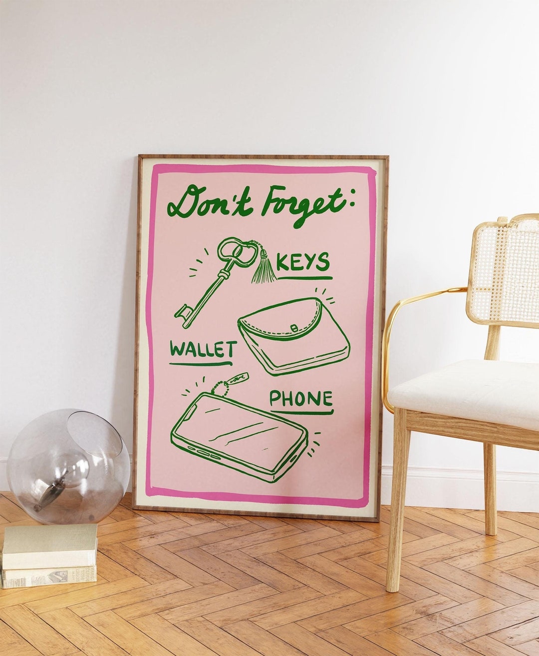 Don't Forget Keys Wallet Phone Print, Daily Reminder Art, Entryway Wall ...