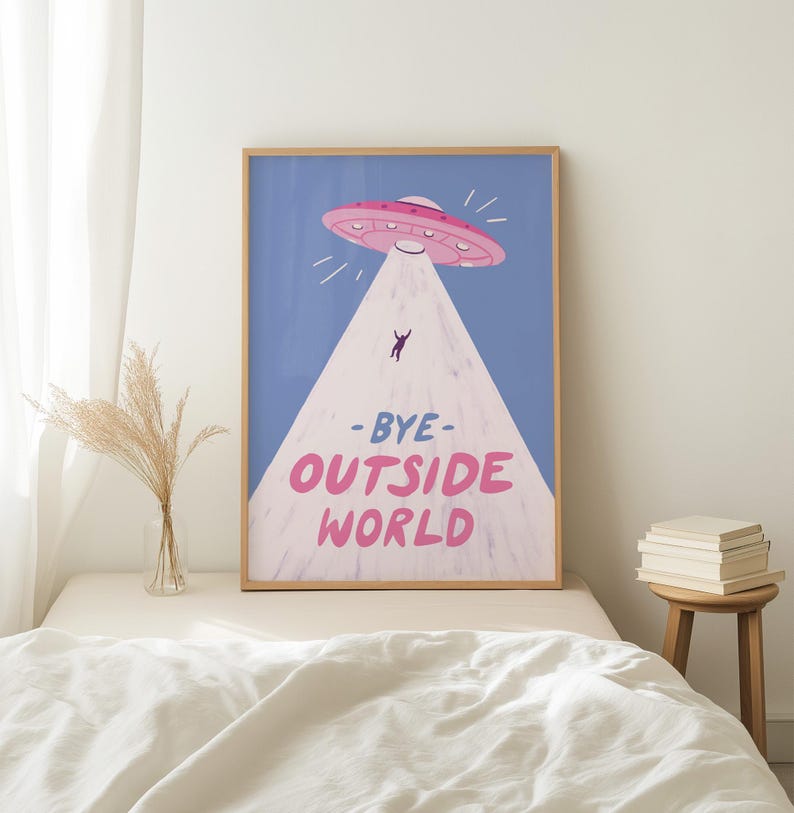 Funny UFO Wall Art, Introvert Wall Decor, Homebody Club, Entryway Sign ...