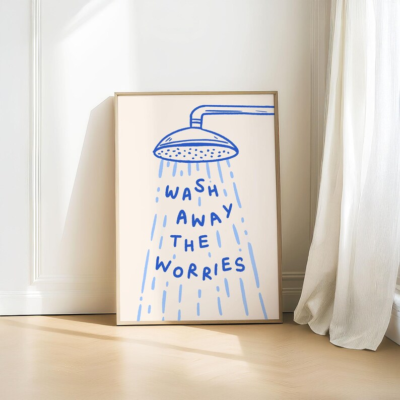 Shower Wall Art, Self Care Bathroom Print, Mindful Toilet Sign ...
