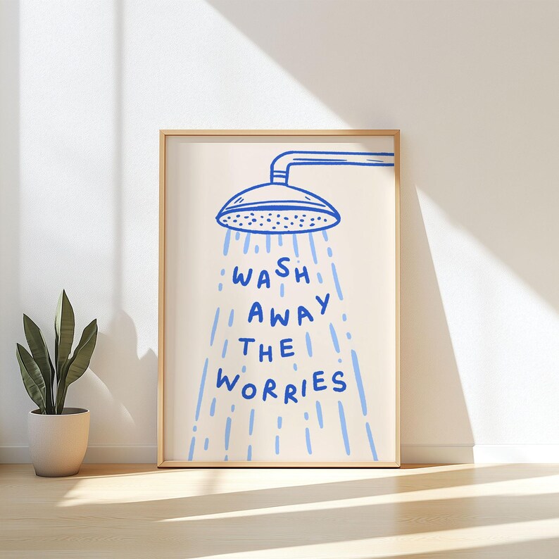 Shower Wall Art, Self Care Bathroom Print, Mindful Toilet Sign ...