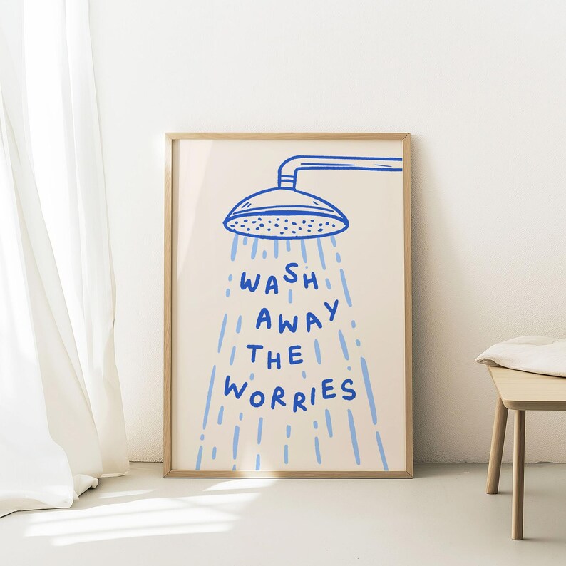 Shower Wall Art, Self Care Bathroom Print, Mindful Toilet Sign ...
