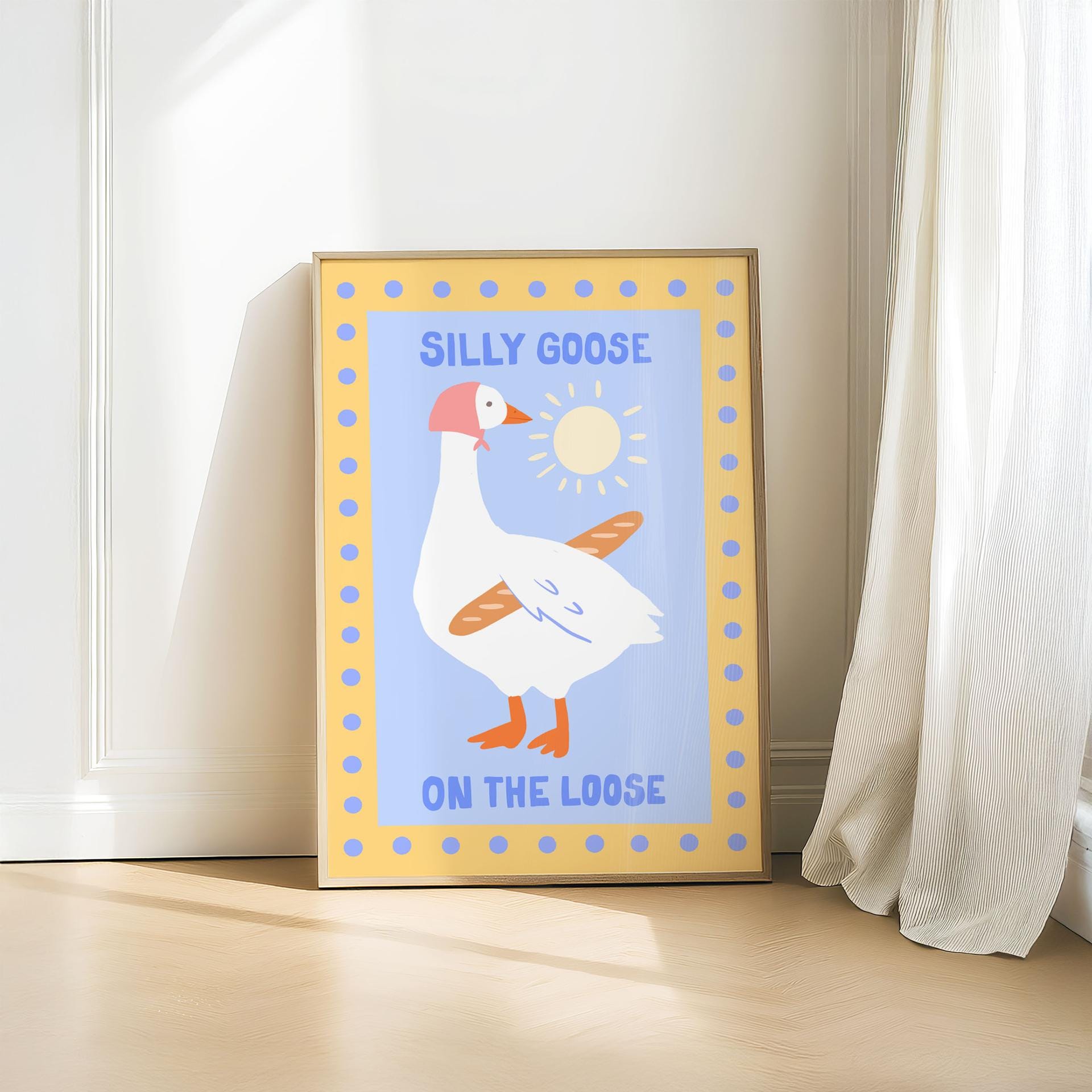Silly Goose Wall Art, Funny Animal Nursery Print, Children Room Decor ...
