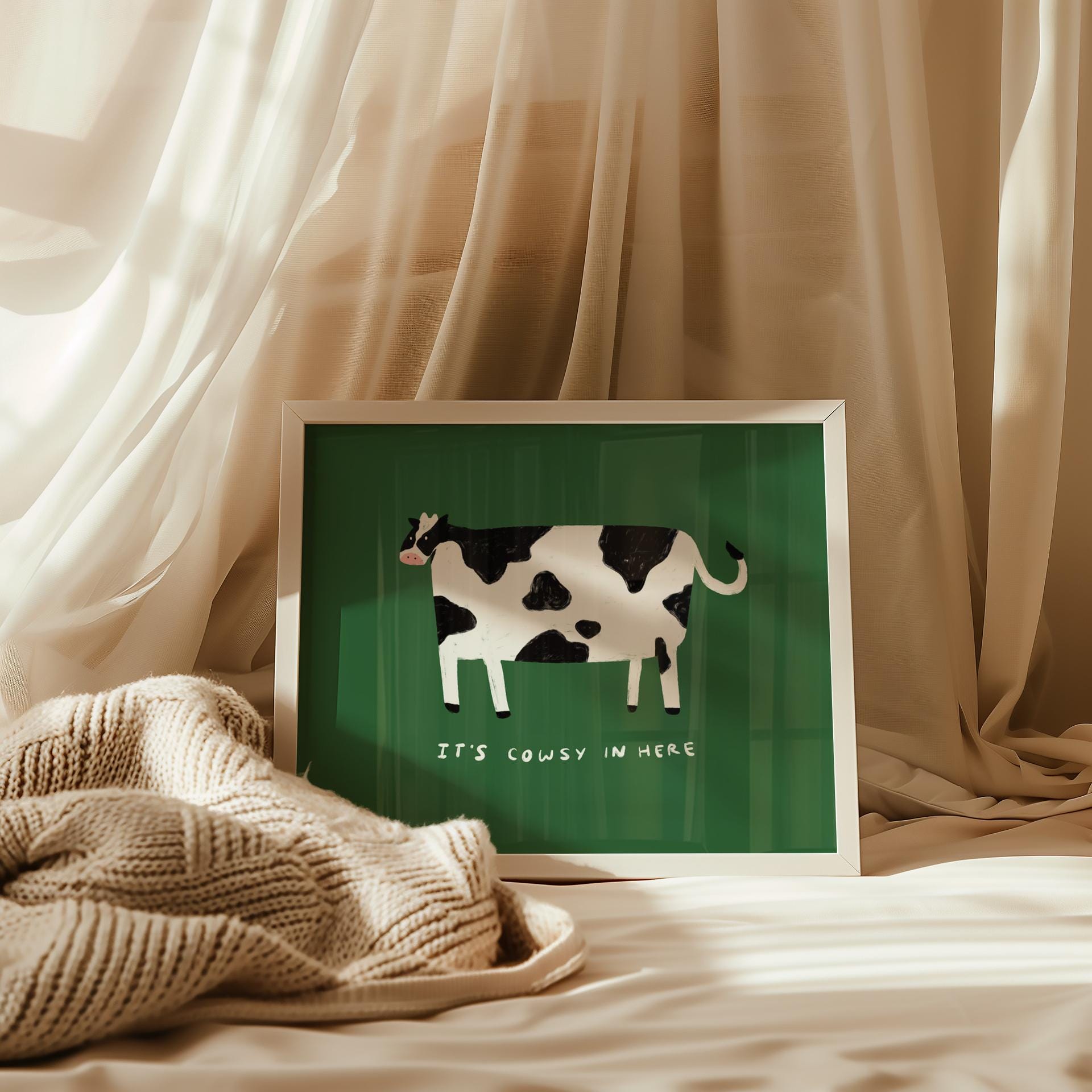 Funny Cow Print, Farm Animal Decor, Farmhouse Wall Art, Dairy Cow ...