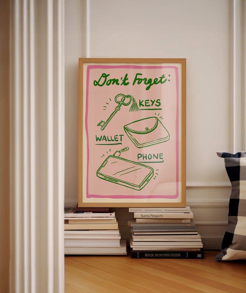 Don't Forget Keys Wallet Phone Print, Daily Reminder Art, Entryway Wall ...