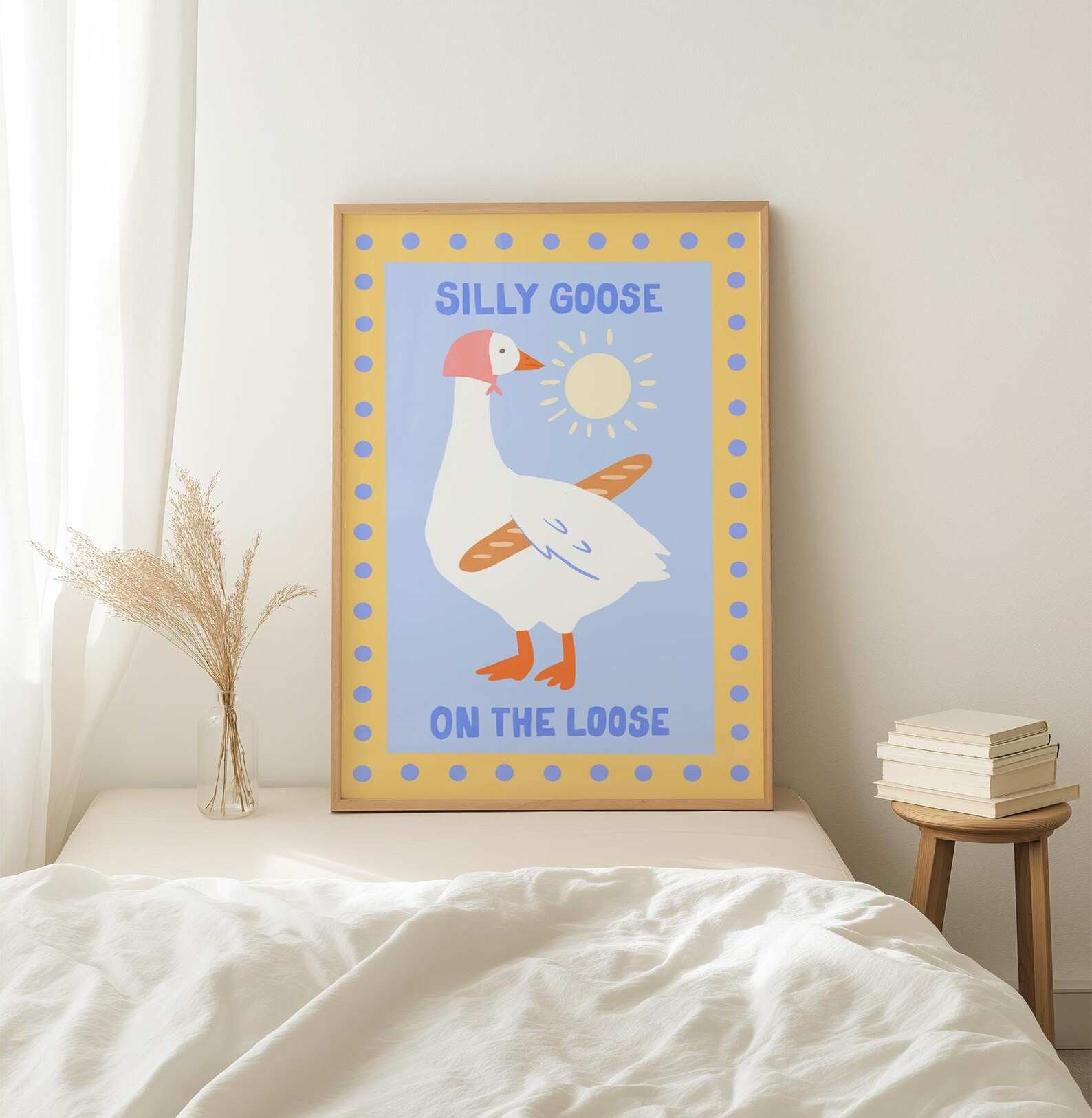 Silly Goose Wall Art, Funny Animal Nursery Print, Children Room Decor ...