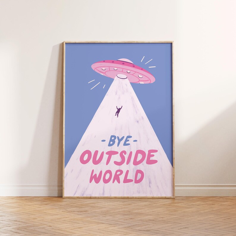 Funny UFO Wall Art, Introvert Wall Decor, Homebody Club, Entryway Sign ...