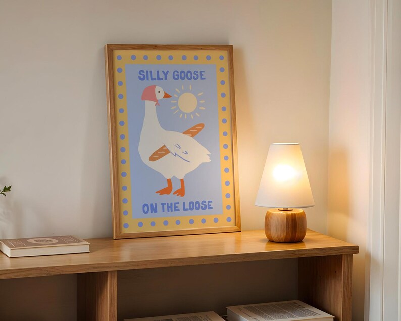 Silly Goose Wall Art, Funny Animal Nursery Print, Children Room Decor ...